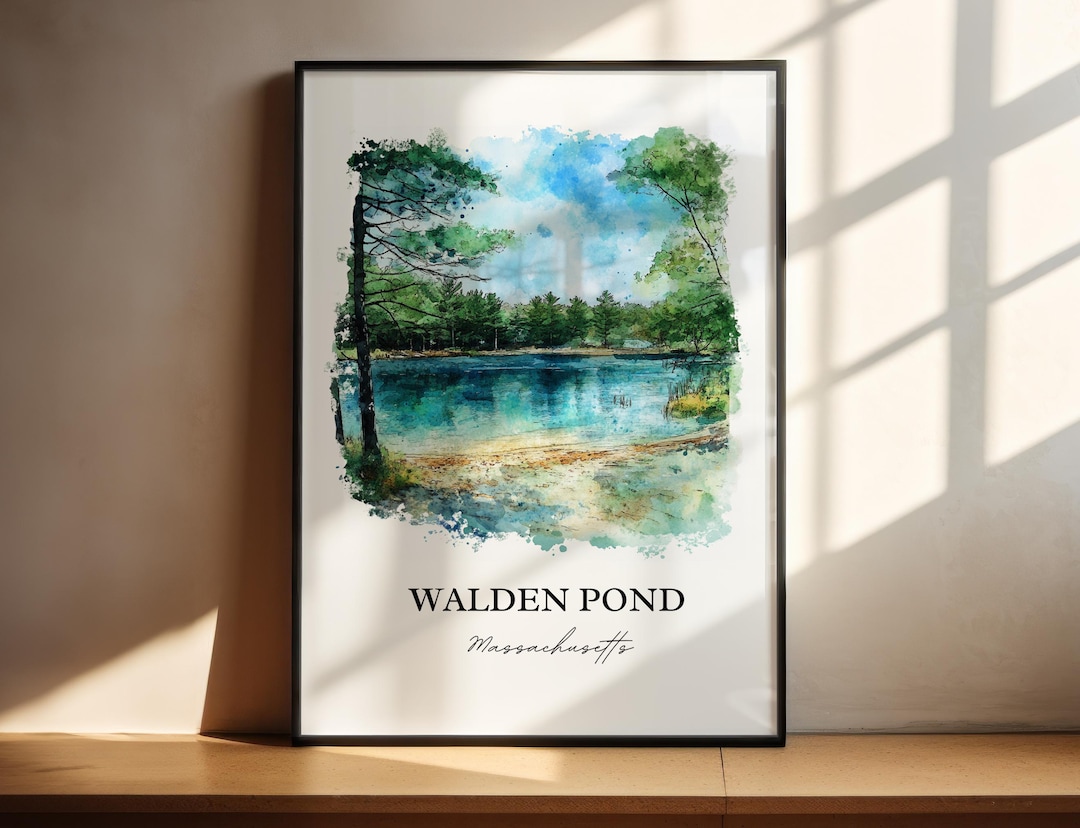 Walden Pond Wall Art, Concord MA Print, Massachusetts Watercolor Art ...