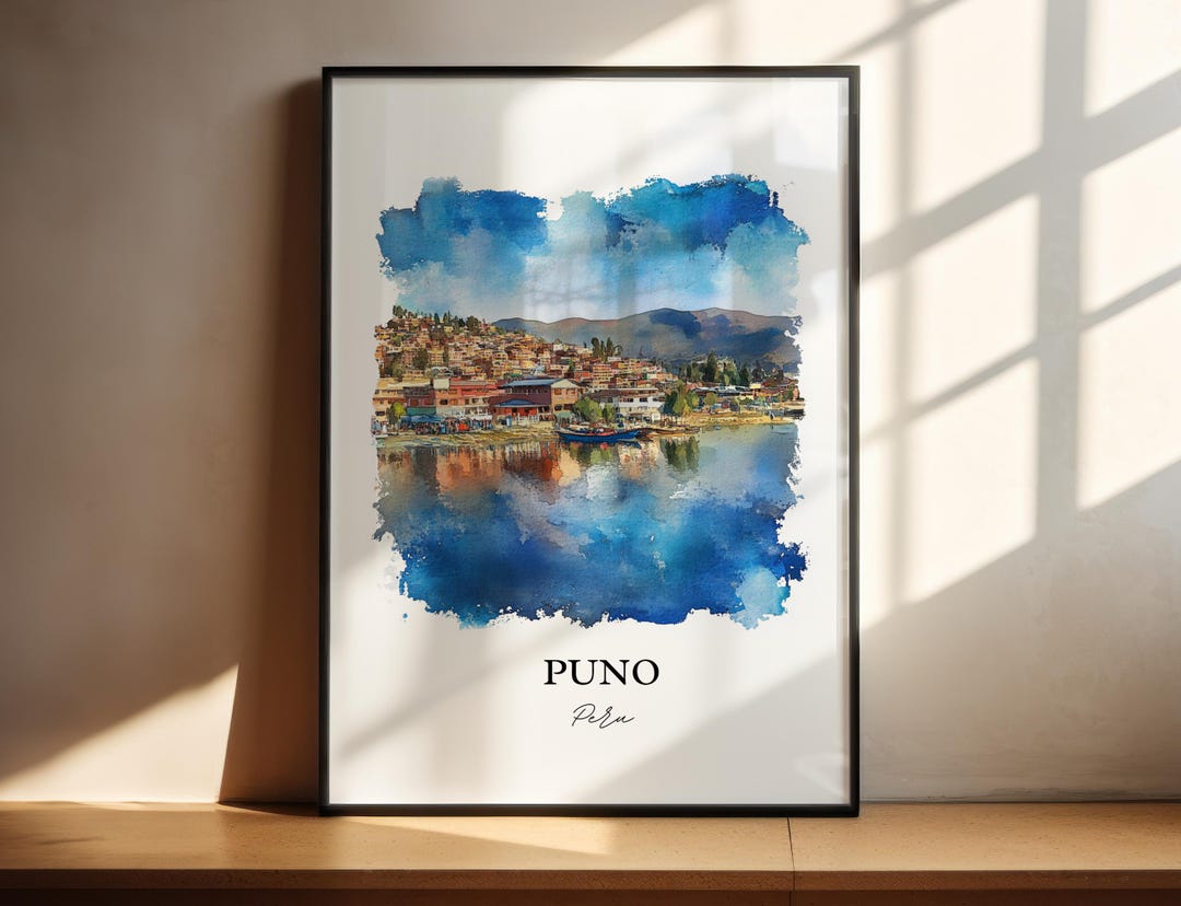 Puno Peru Wall Art, Lake Titicaca Print, Peru Watercolor Art, Puno Peru ...