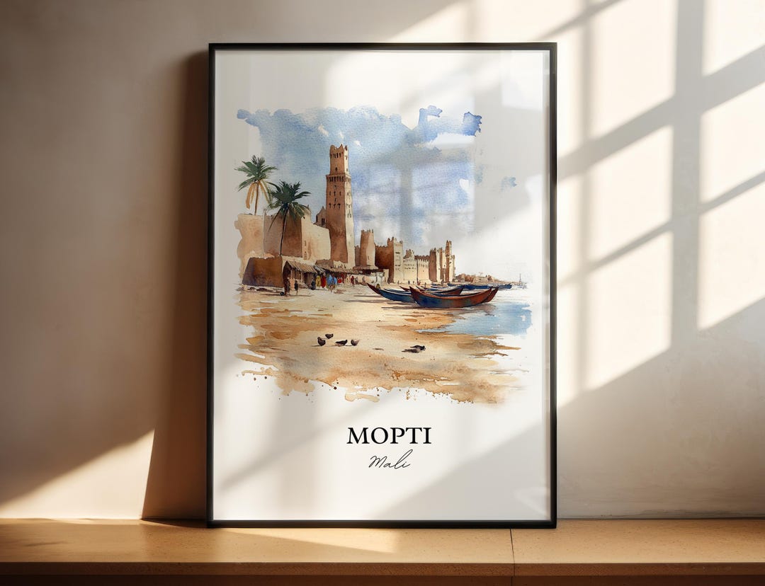 Mopti Mali Wall Art, Mali Africa Print, Mali Watercolor Art, Mopti Mali ...