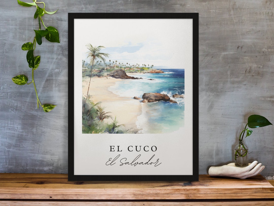 El Cuco Traditional Travel Art - El Salvador, El Cuco Poster, Wedding ...