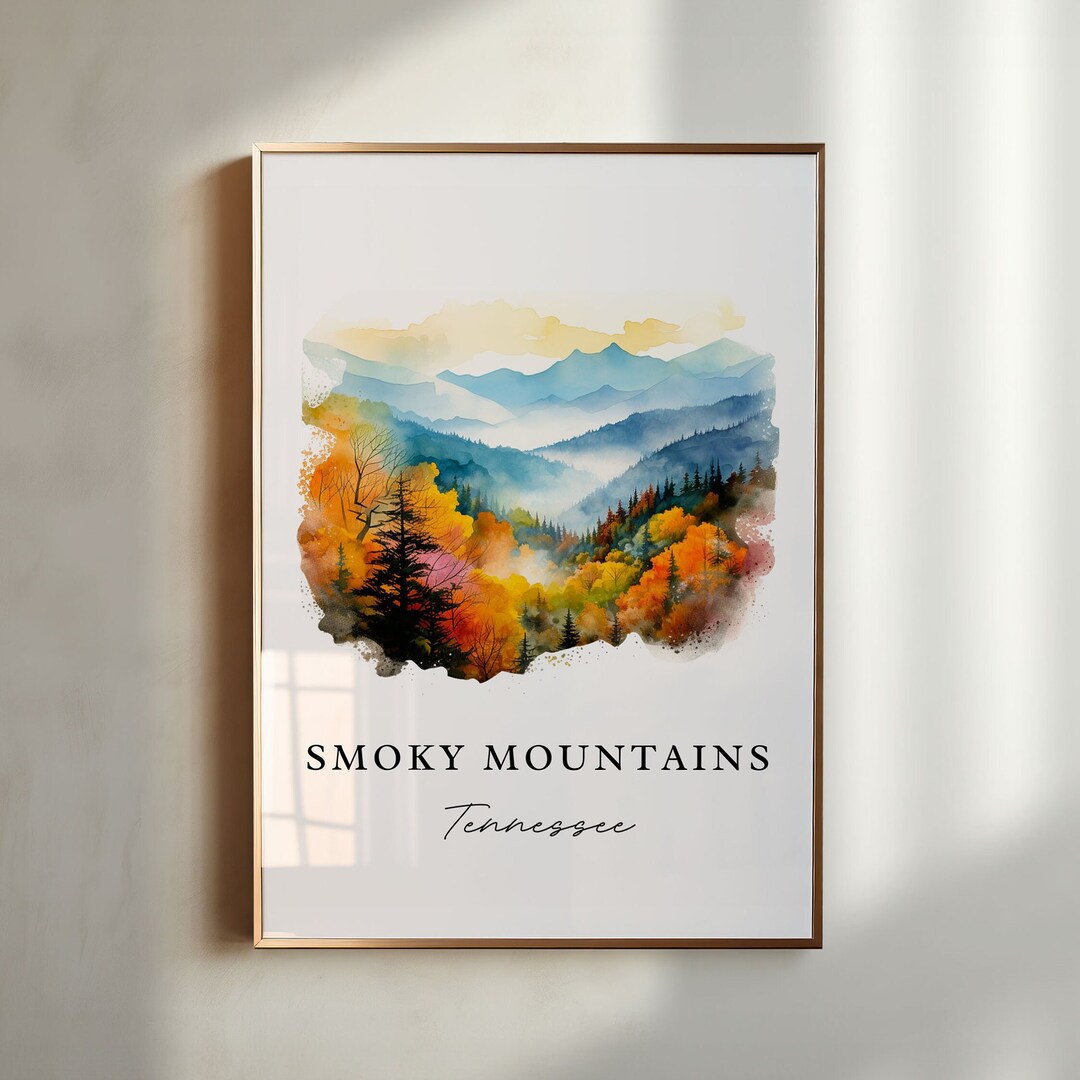 Great Smoky Mountains Traditional Travel Art Tennessee, Smoky Mtn ...