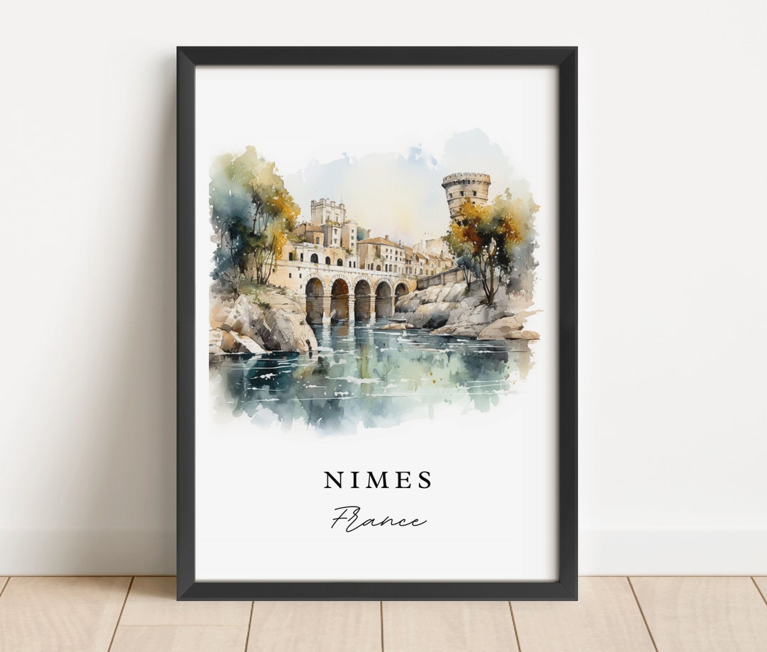 Nimes Traditional Travel Art France, Nimes Poster, Wedding Gift ...