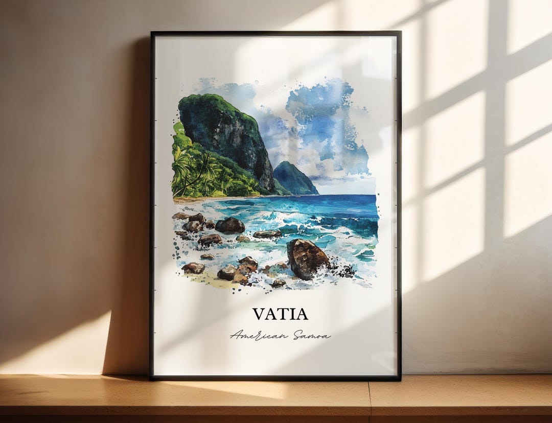 Vatia Wall Art, Tutuila Island Print, American Samoa Watercolor, Vatia ...
