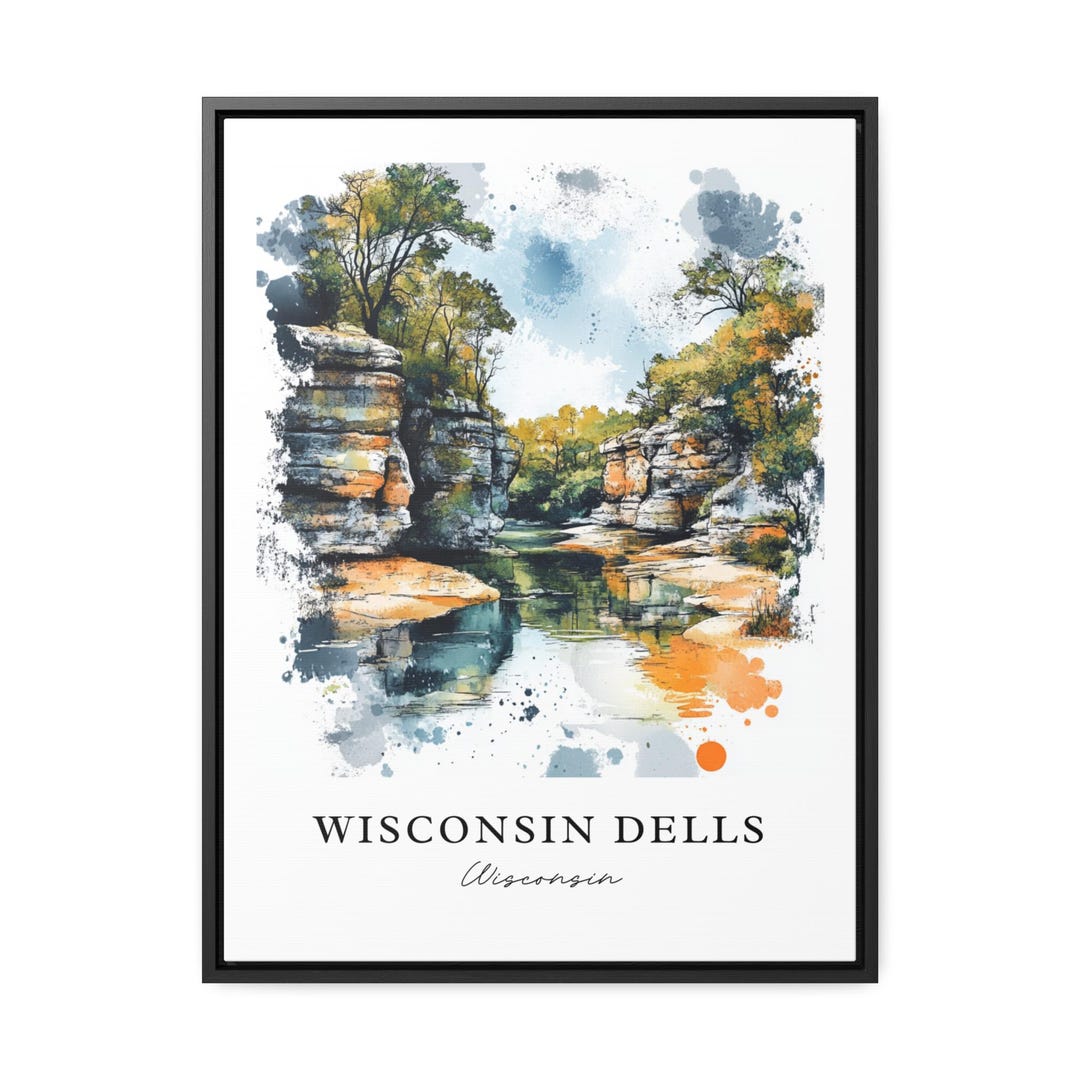 Wisconsin Dells Wall Art, Wisconsin River Print, WI Watercolor, Mirror ...
