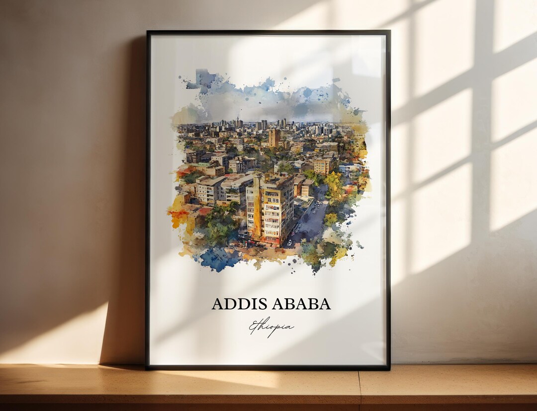 Addis Ababa Wall Art, Ethiopia Print, Ethiopia Watercolor Art, Addis ...