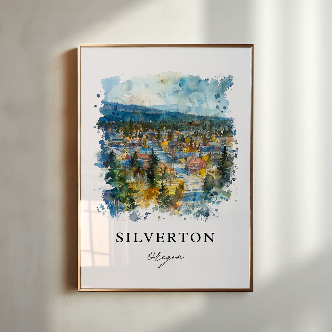 Silverton Oregon Art, Silverton OR Print, Marion County OR Watercolor ...
