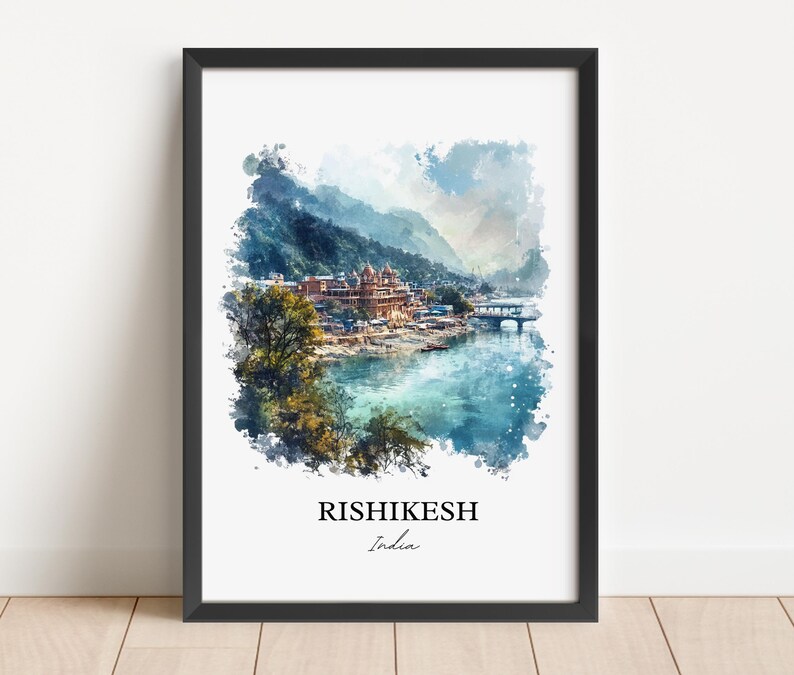 Rishikesh India Watercolor Art Print, Travel Poster - Etsy