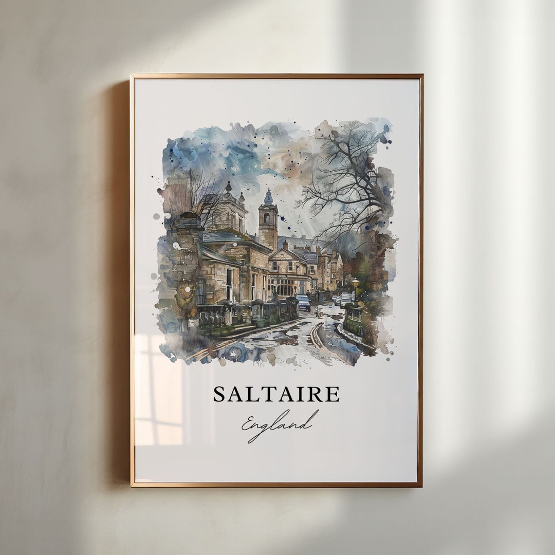 Saltaire UK Wall Art, Saltaire England Print, Shipley Watercolor Art ...