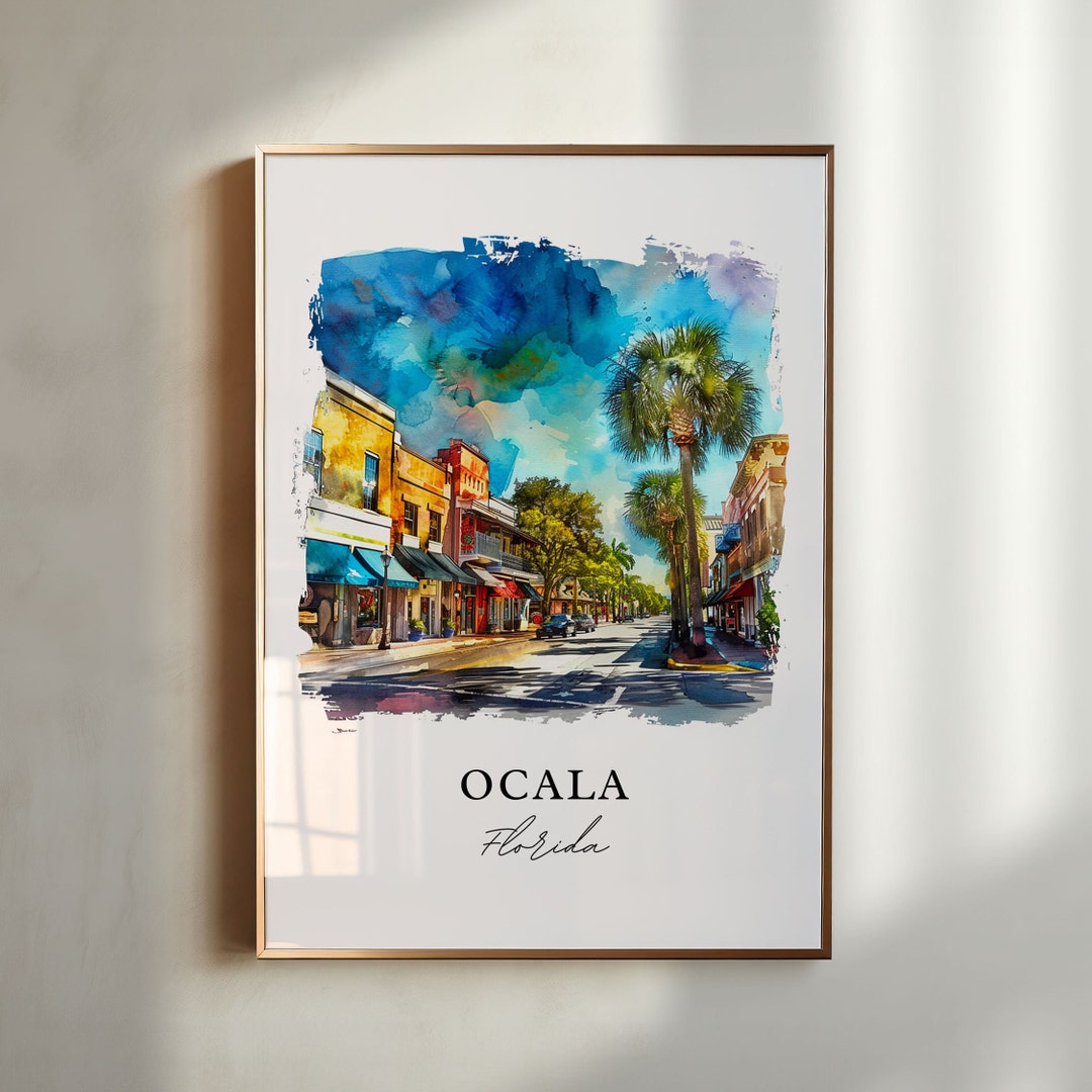 Ocala FL Wall Art, Ocala Print, Ocala Florida Watercolor, Ocala Florida ...