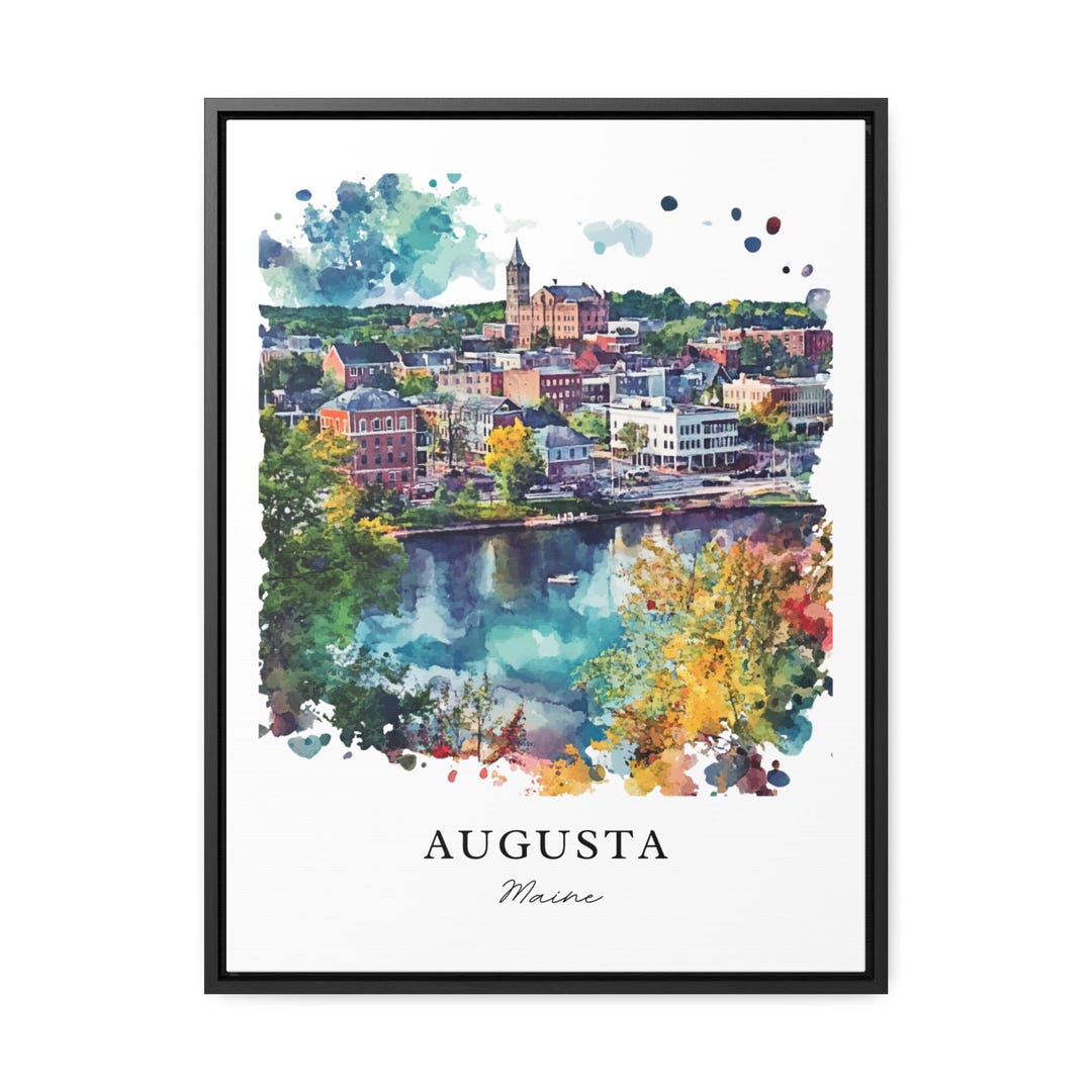 Augusta Maine Wall Art, Augusta ME Print, Augusta ME Watercolor Art ...