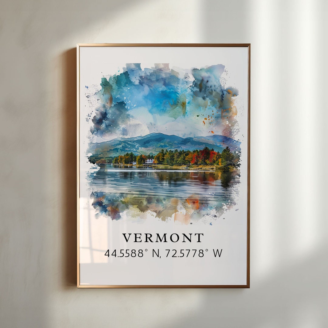 Vermont Wall Art - Vermont Print With Coordinates, Framed and Unframed ...