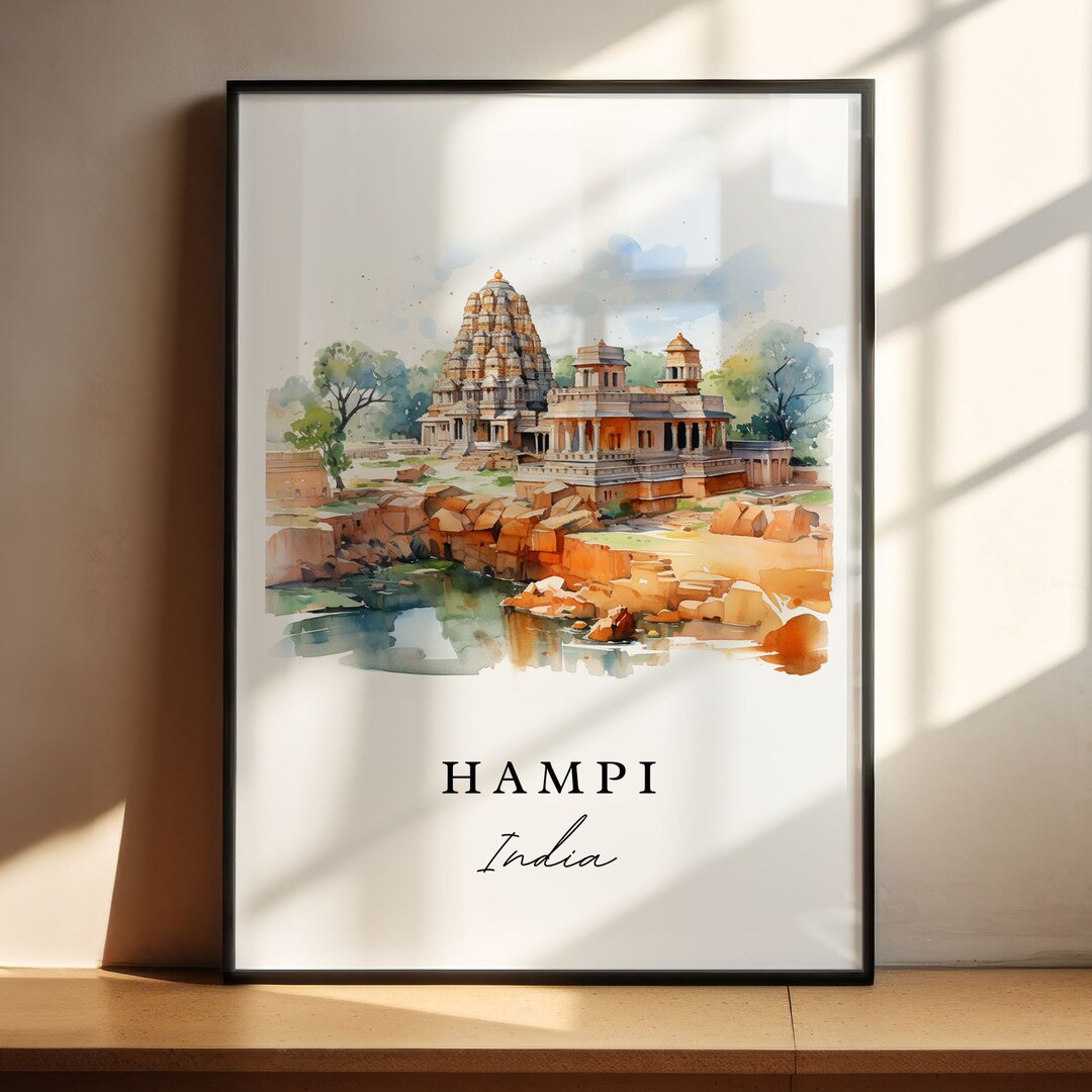 Hampi India Wall Art India, Hampi Poster Print, Hampi Wedding Gift, Birthday Present, Karnataka ...