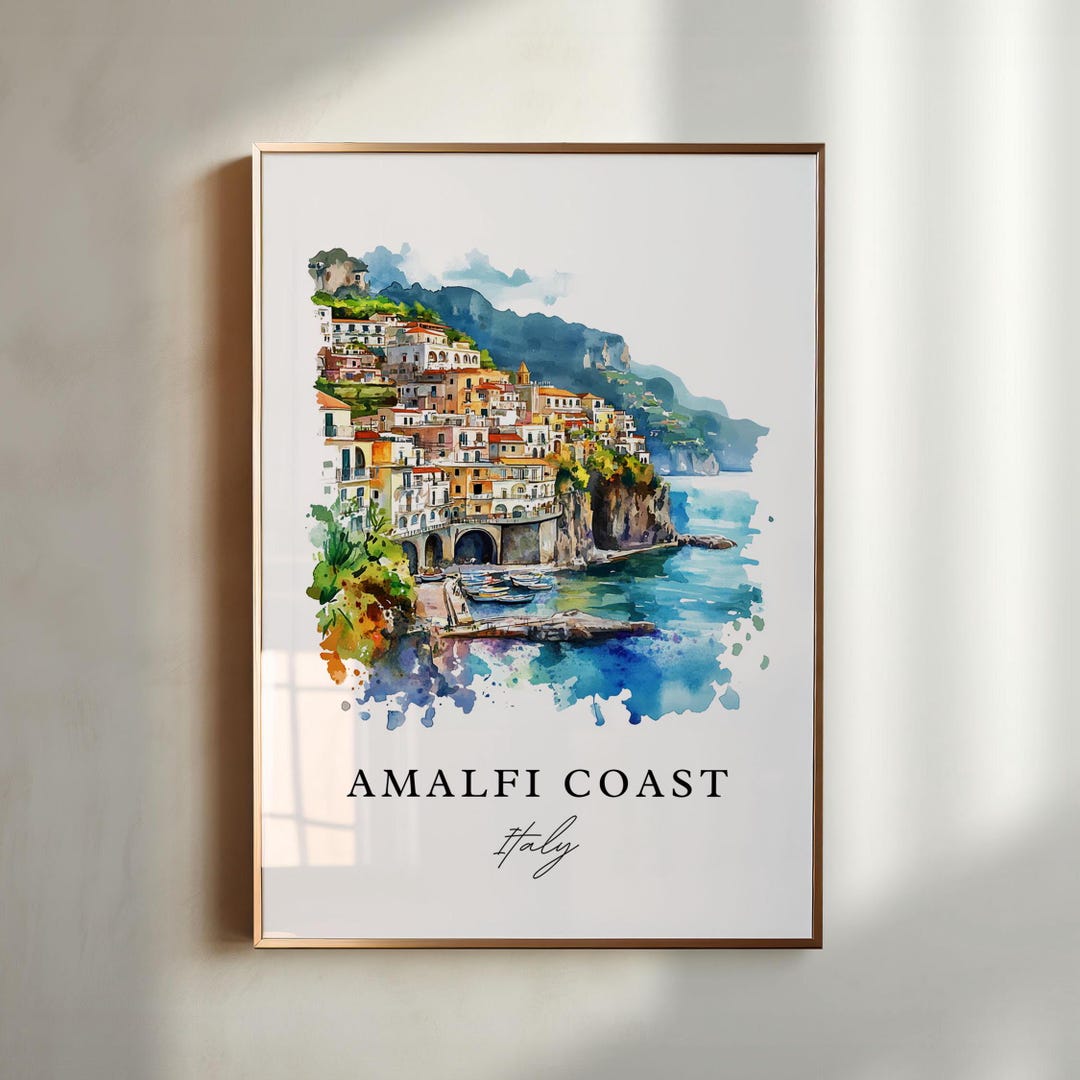 Amalfi Coast Wall Art, Amalfi Coast Print, Amalfi Watercolor Art, Amalfi Coast Italy Gift ...