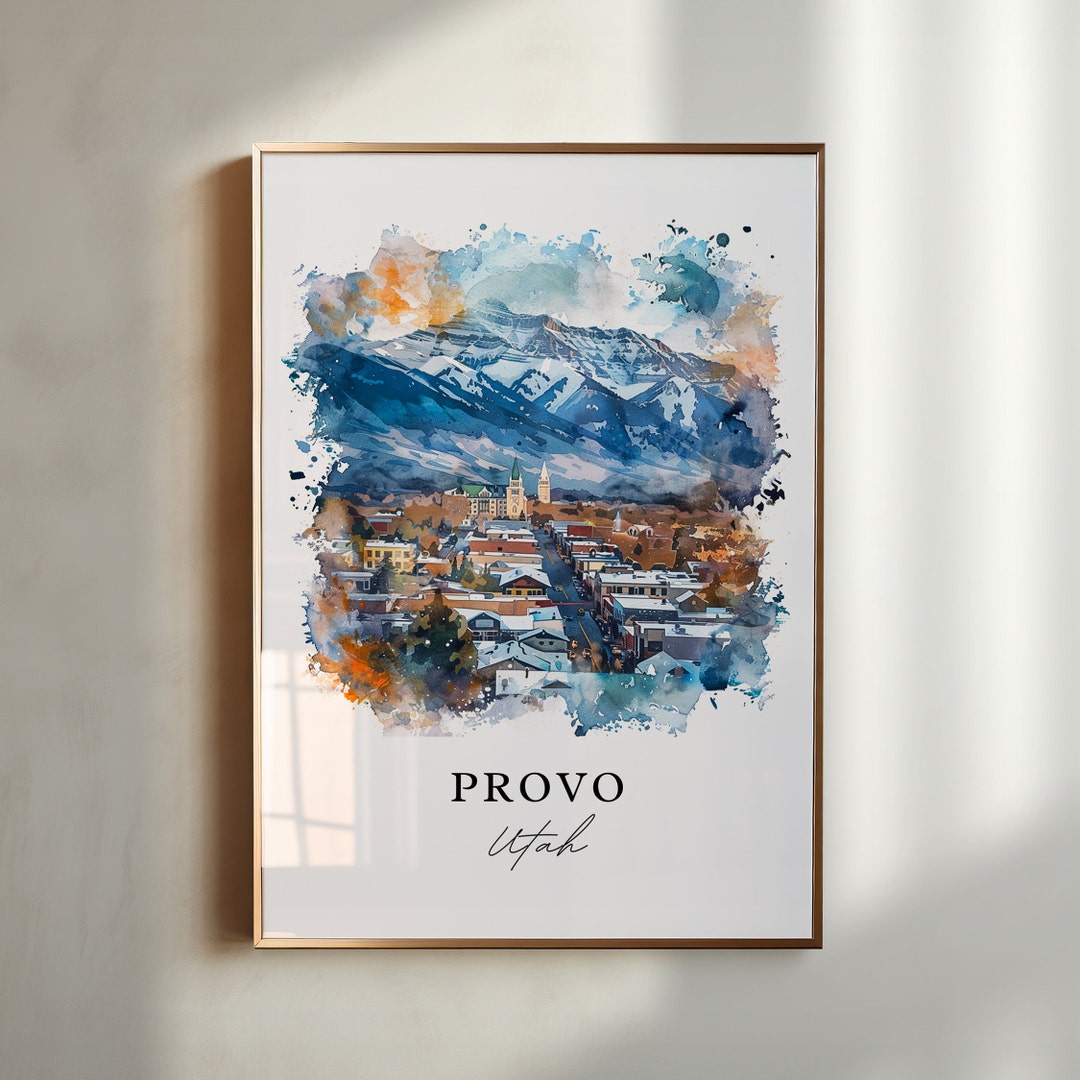 Provo Utah Wall Art, Provo UT Print, Provo Watercolor, Provo Utah Gift ...