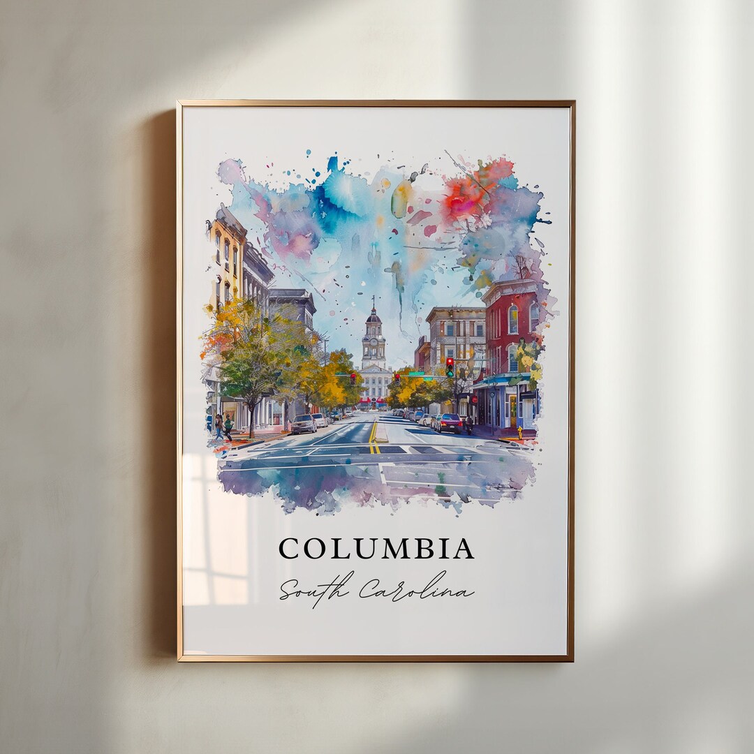 Columbia SC Wall Art, Columbia Print, Univ of SC Watercolor, Columbia ...
