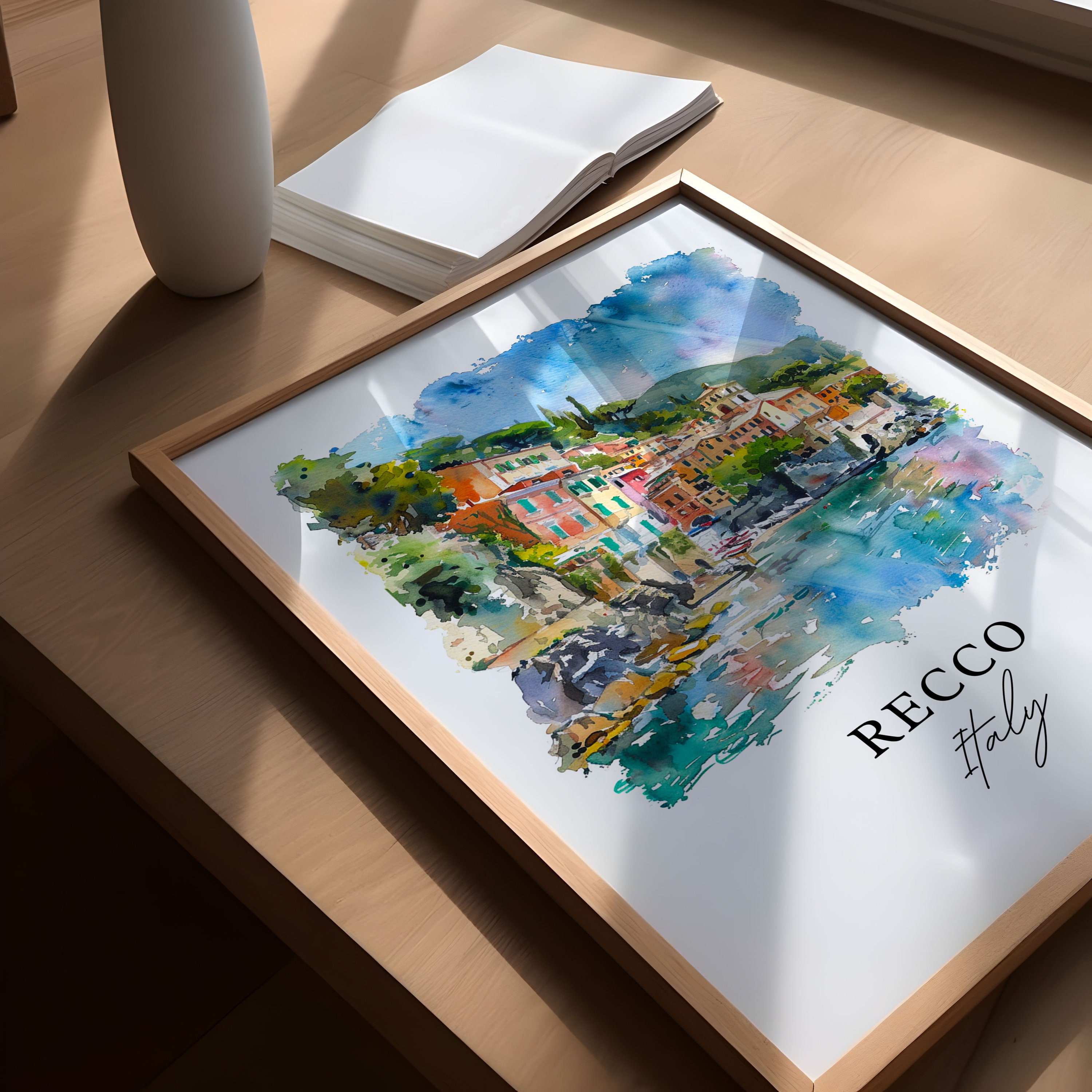 Recco Italy Wall Art, Recco Liguria Print, Genoa Italy Watercolor ...