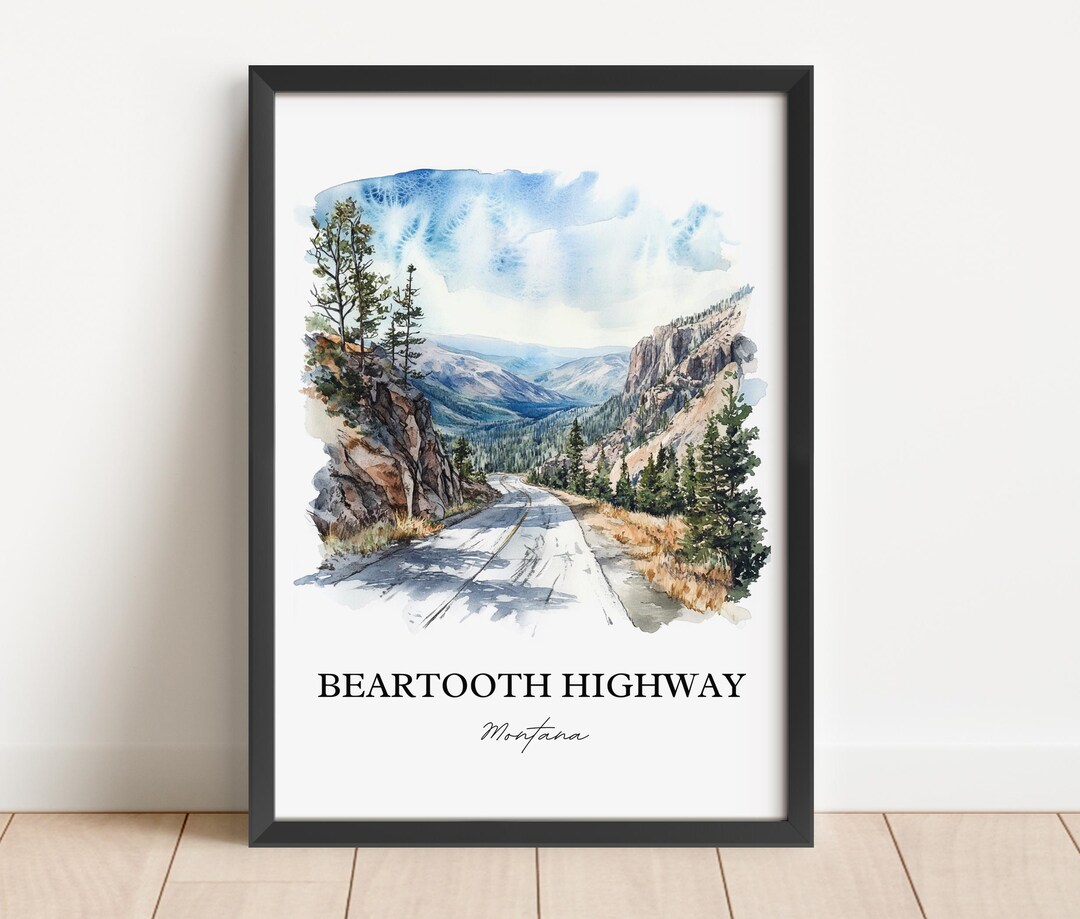 Beartooth Highway Wall Art, Montana Print, Montana Watercolor Art ...