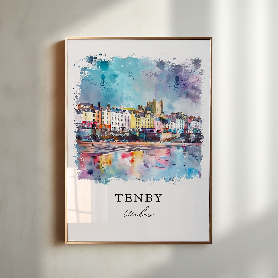 Tenby Wales Wall Art, Tenby Print, Wales Watercolor, Tenby Gift, Travel ...