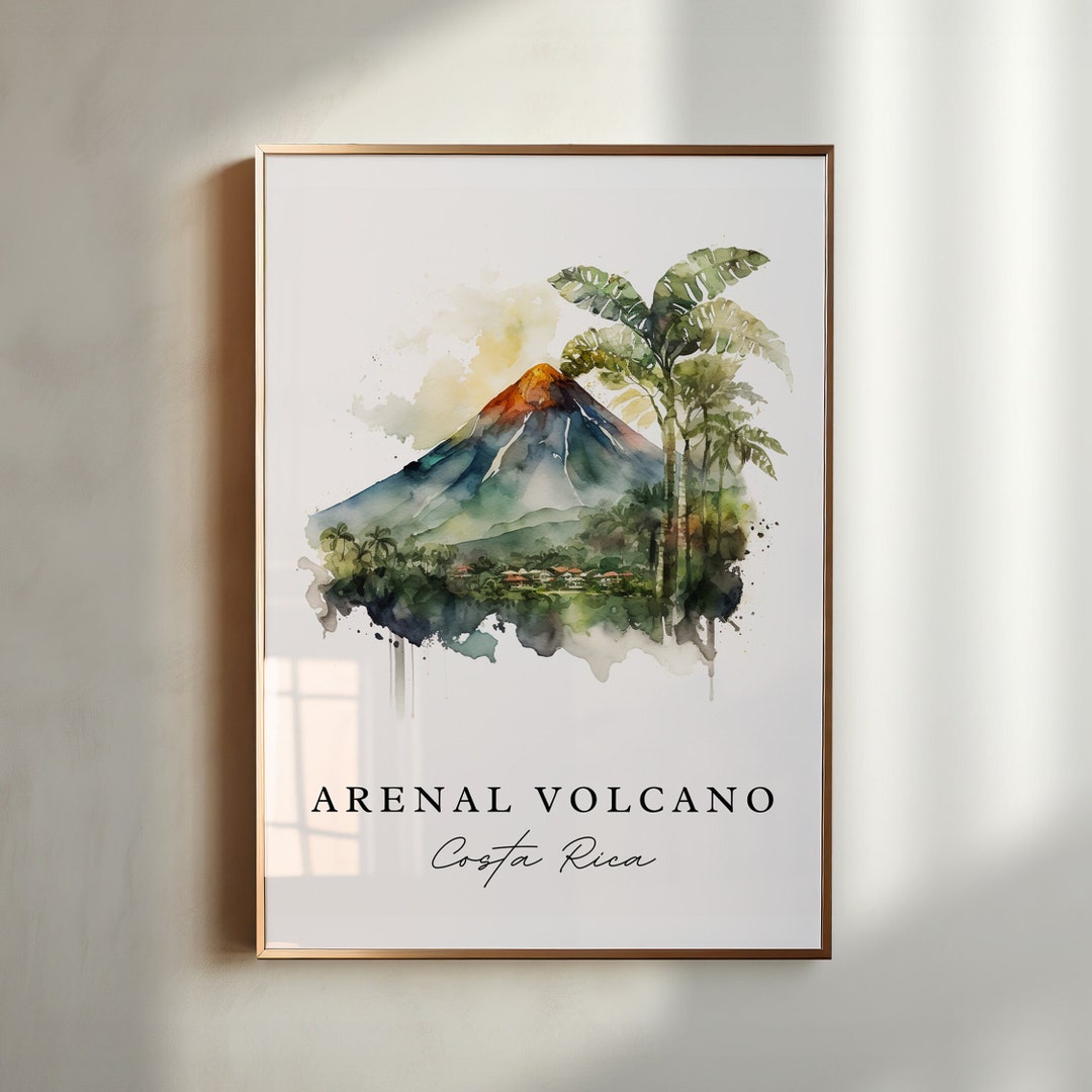Arenal Volcano Traditional Travel Art - Costa Rica, Mount Arenal Poster ...