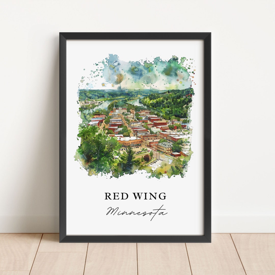 Red Wing MN Wall Art, Red Wing Minnesota Print, Red Wing Watercolor ...