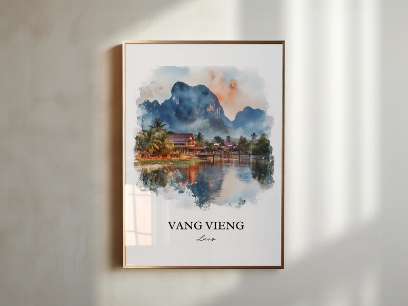 Vang Vieng Wall Art, Vientiane Print, Laos Watercolor Art, Vang Vieng ...