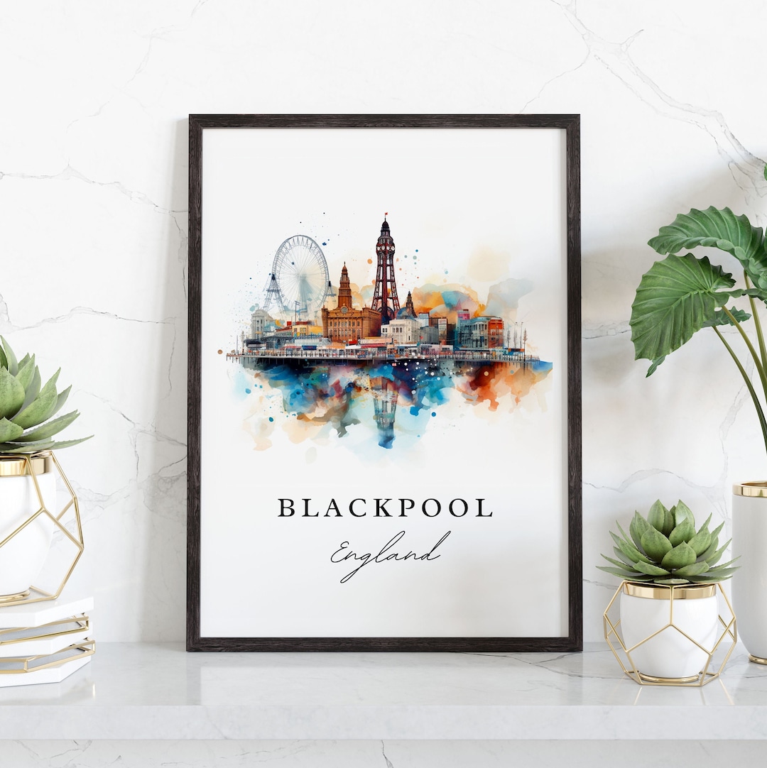Blackpool Traditional Travel Art England, Blackpool Poster Print ...