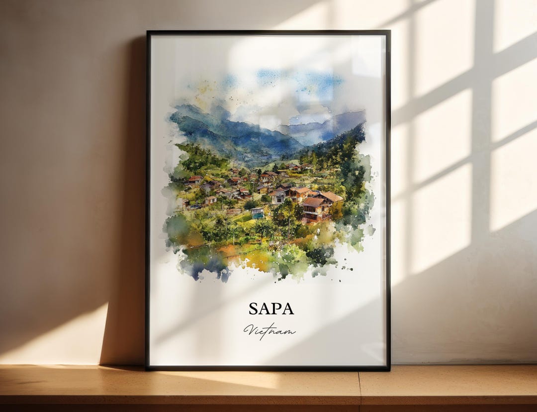 Sapa Vietnam Wall Art, Sapa Print, Vietnam Watercolor Art, Sapa Vietnam ...