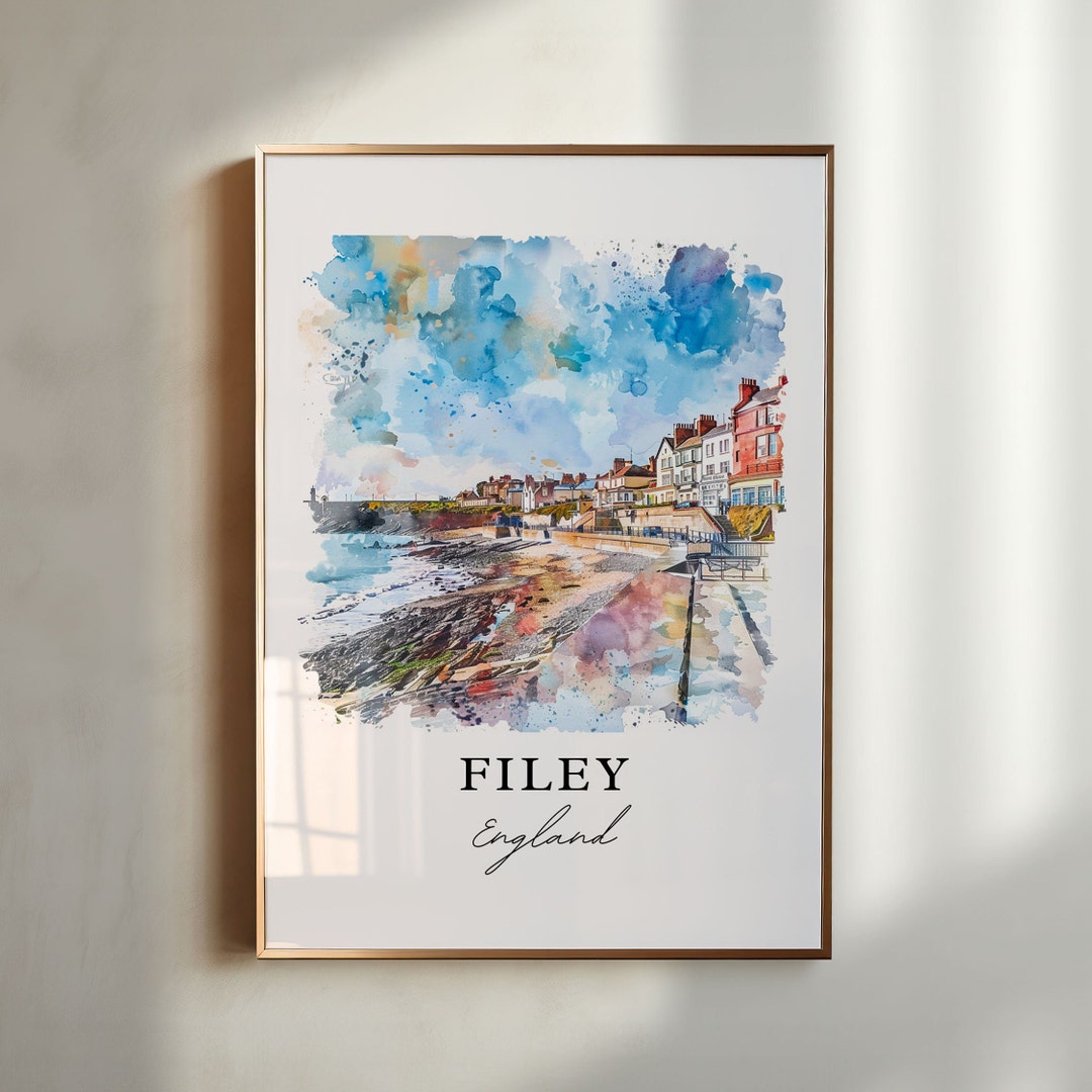Filey England Wall Art, Filey UK Print, North Yorkshire Watercolor Art ...