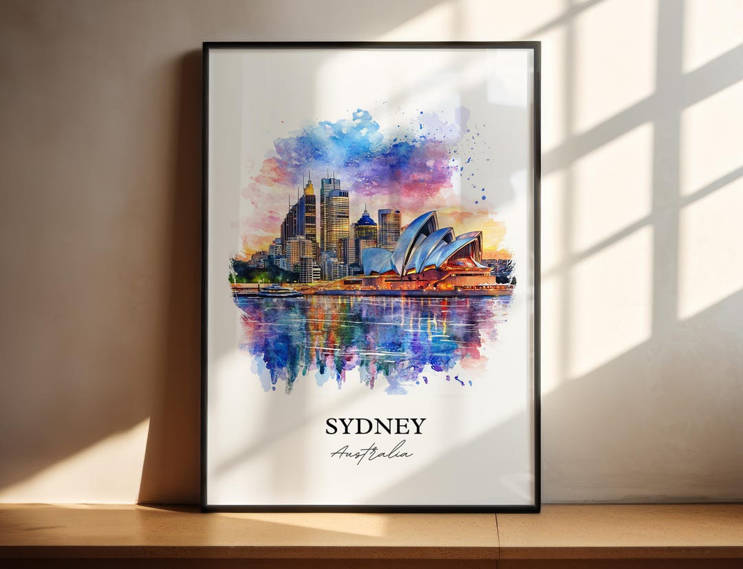 Sydney Wall Art, Sydney Skyline Print, Australia Watercolor Art, Sydney ...