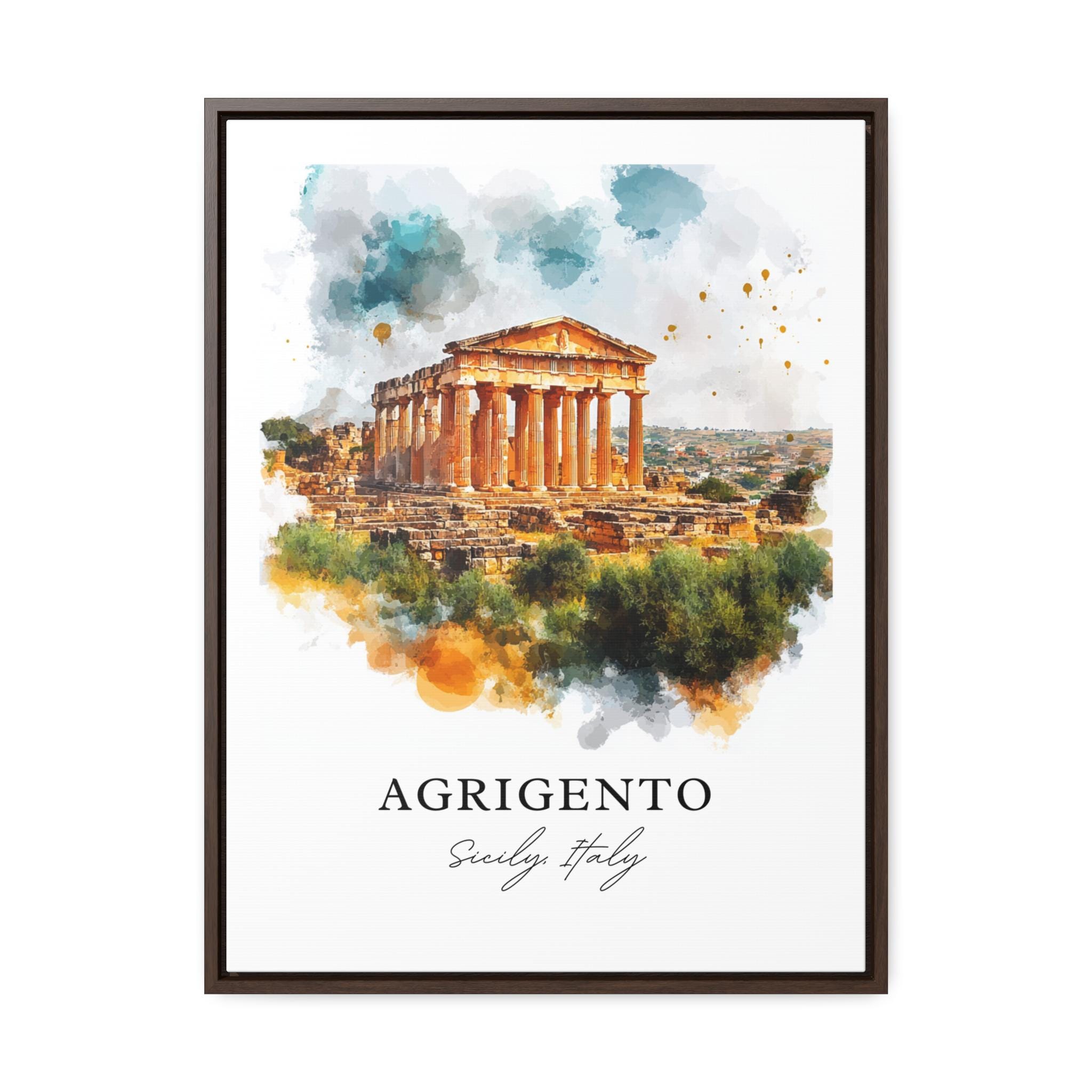Agrigento Wall Art, Sicily Italy Print, Sicily Watercolor Art ...