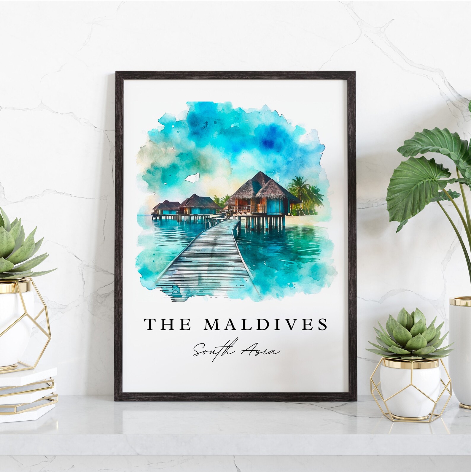 The Maldives Island Travel Art - South Asia, Maldives Print, Maldives ...