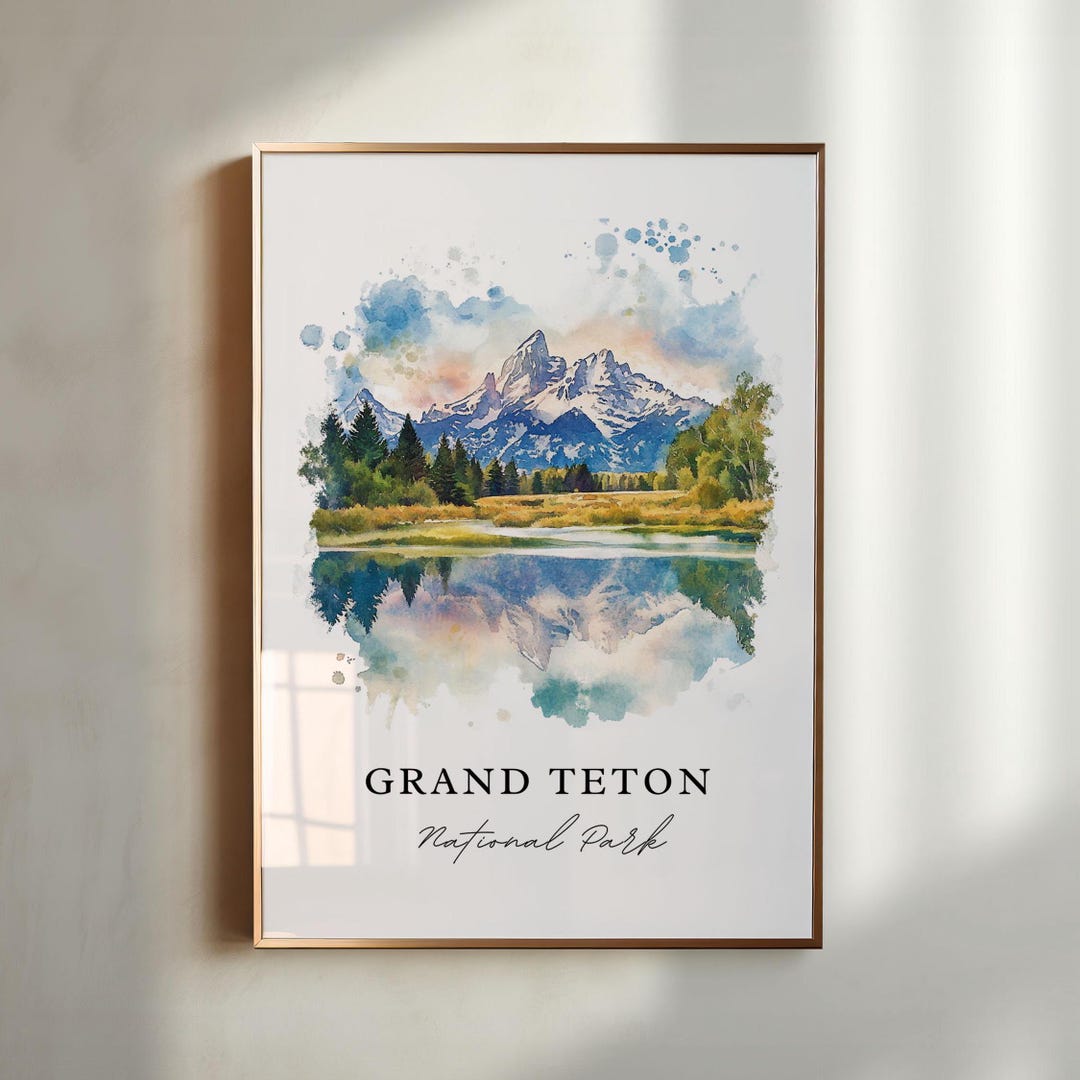 Grand Tetons Wall Art, Tetons Print, the Tetons Watercolor Art, Grand ...