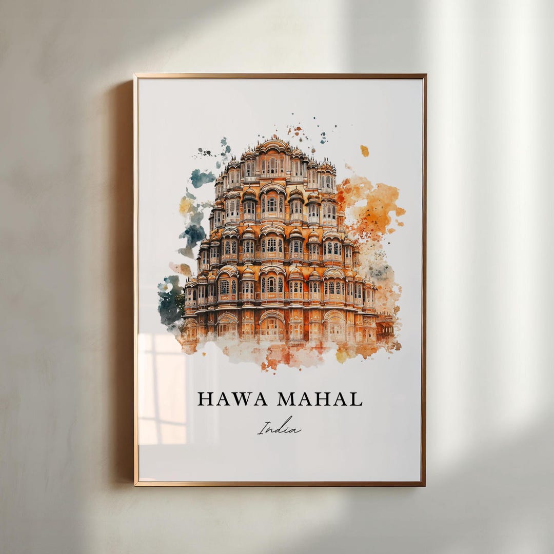 Hawa Mahal Wall Art, Jaipur Print, Rajasthan Watercolor Art, Hawa Mahal ...