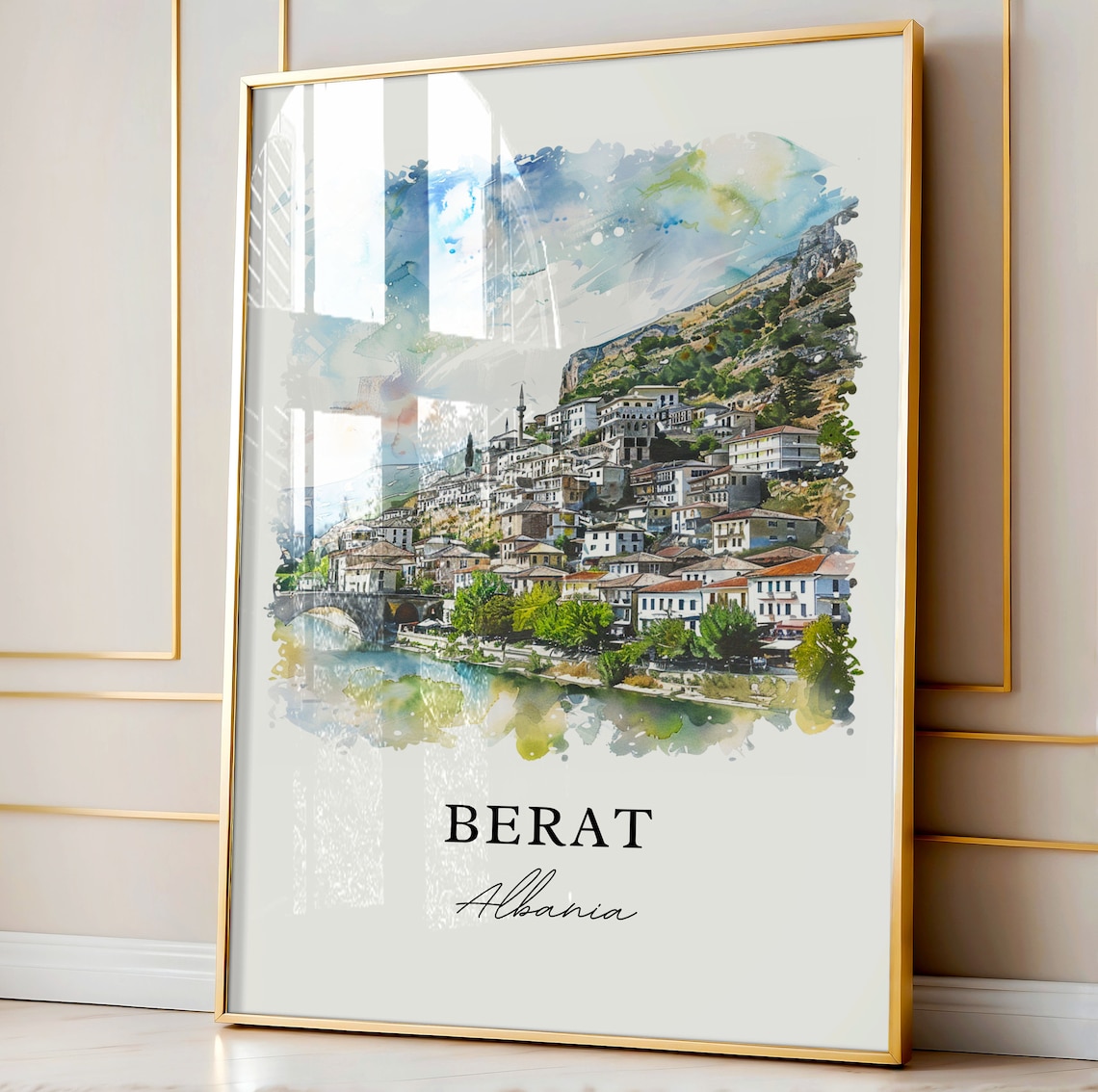 Berat Albania Wall Art, Berat Print, Berat Albania Watercolor, Berat ...
