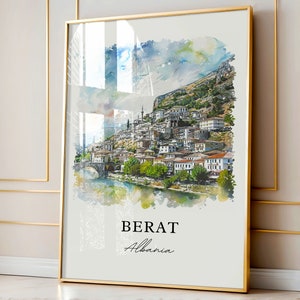 Berat Albania Wall Art, Berat Print, Berat Albania Watercolor, Berat ...