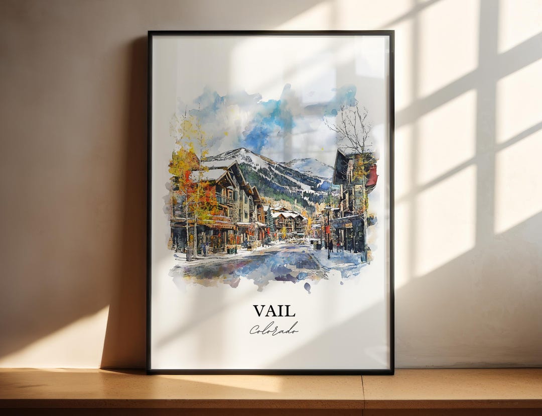 Vail Wall Art, Vail Village Print, Vail Watercolor Art, Vail Mountain ...