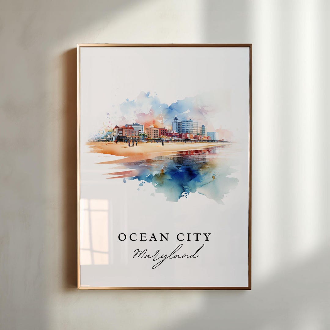 Ocean City Traditional Travel Art - Maryland, Ocean City Poster ...