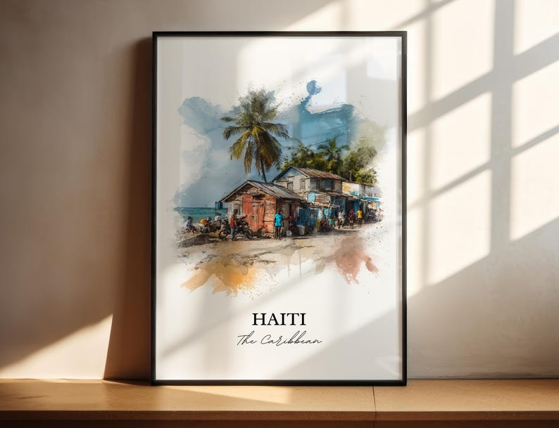 Haiti Wall Art, Haiti Print, Haiti Watercolor Art, Caribbean Islands ...
