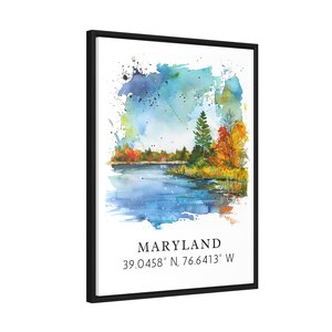 Maryland Wall Art - Maryland Print With Coordinates, Framed and ...