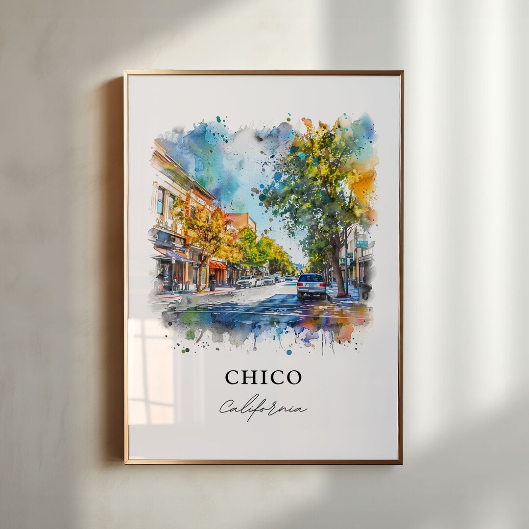 Chico California Wall Art, Chico Print, Chico Watercolor, Chico CA Gift ...