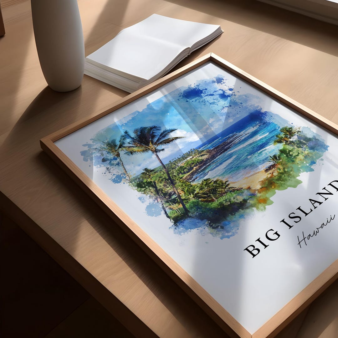 Big Island HI Wall Art, Big Island Print, Big Island Hawaii Watercolor ...