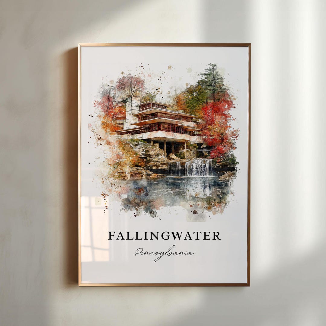 Fallingwater PA Art, Fallingwater House Print, Fallingwater Watercolor ...