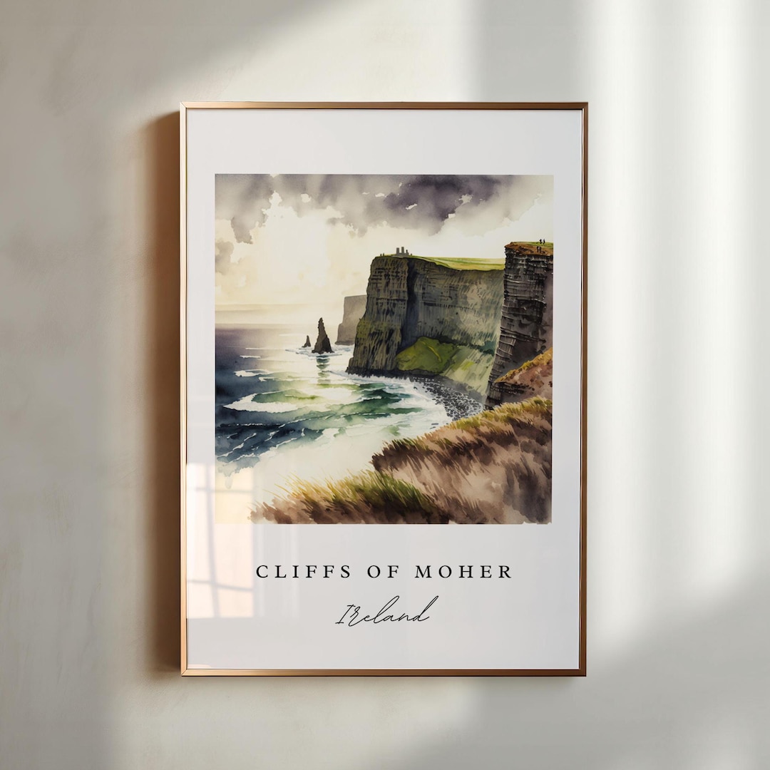 Cliffs of Moher Art, Moher Ireland Print, Cliffs of Moher Watercolor ...