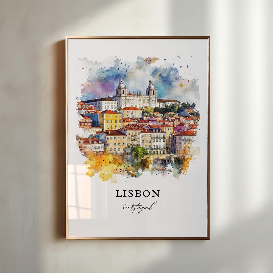 Lisbon Wall Art, Lisbon Portugal Print, Lisbon Watercolor Art, Lisbon ...