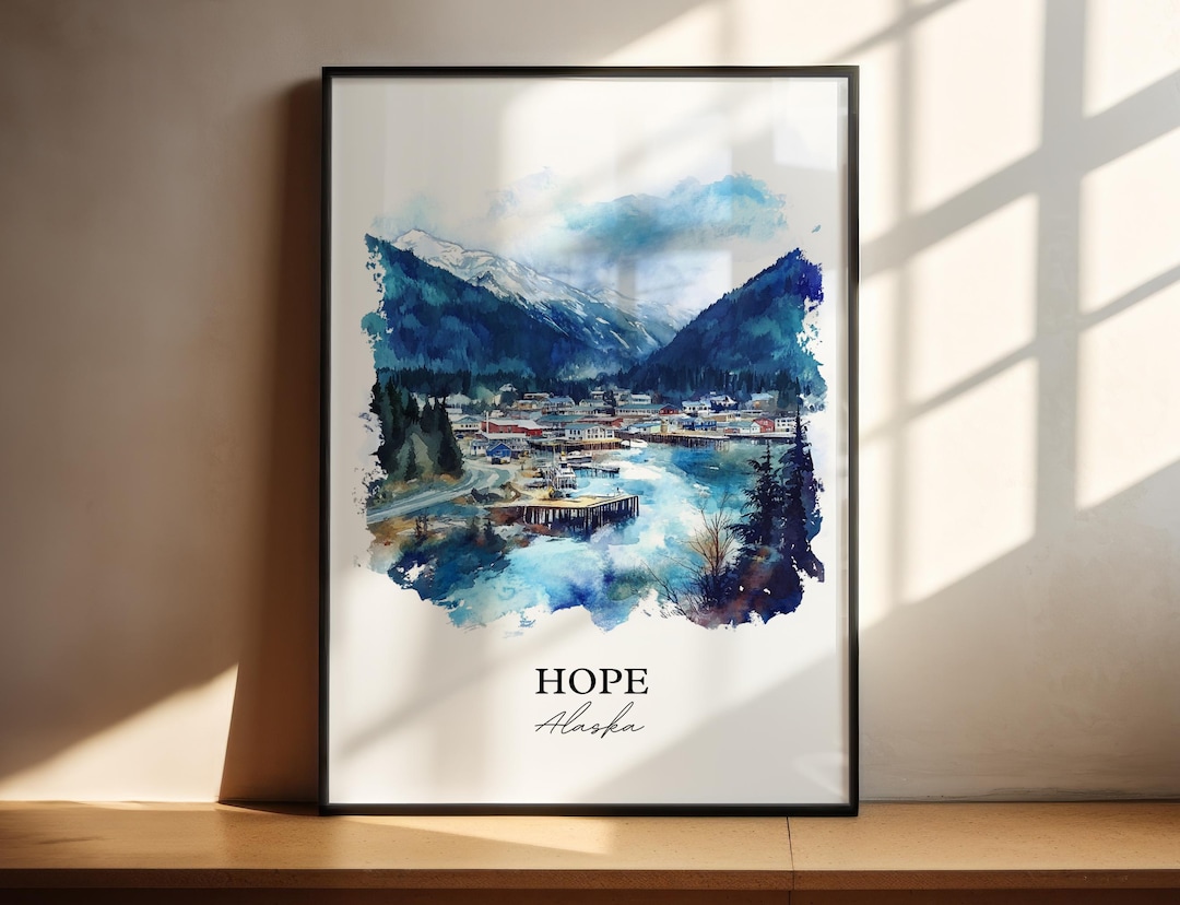Hope Alaska Wall Art, Kenai Peninsula Print, Alaska Watercolor Art ...