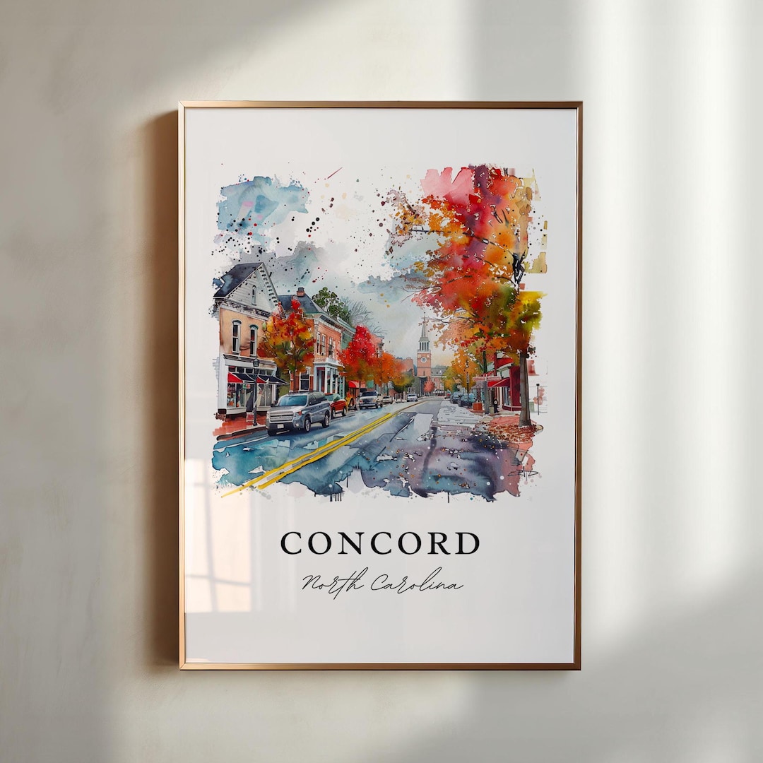 Concord NC Wall Art, Concord Print, Concord North Carolina Watercolor ...