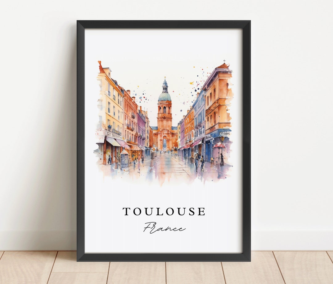 Toulouse Traditional Travel Art France, Toulouse Poster, Wedding Gift ...