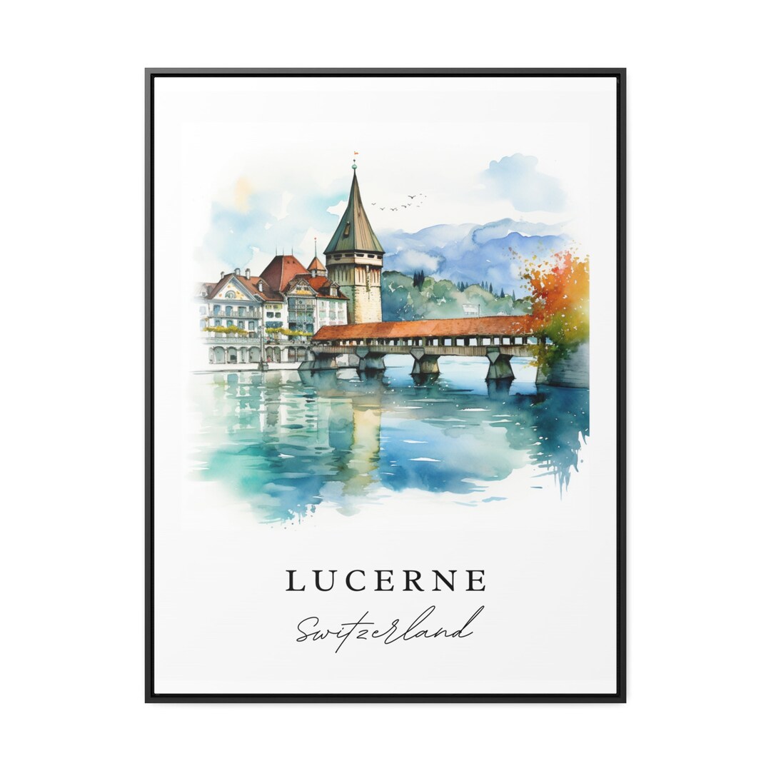 Lucerne Traditional Travel Art Switzerland Lucerne Poster - Etsy
