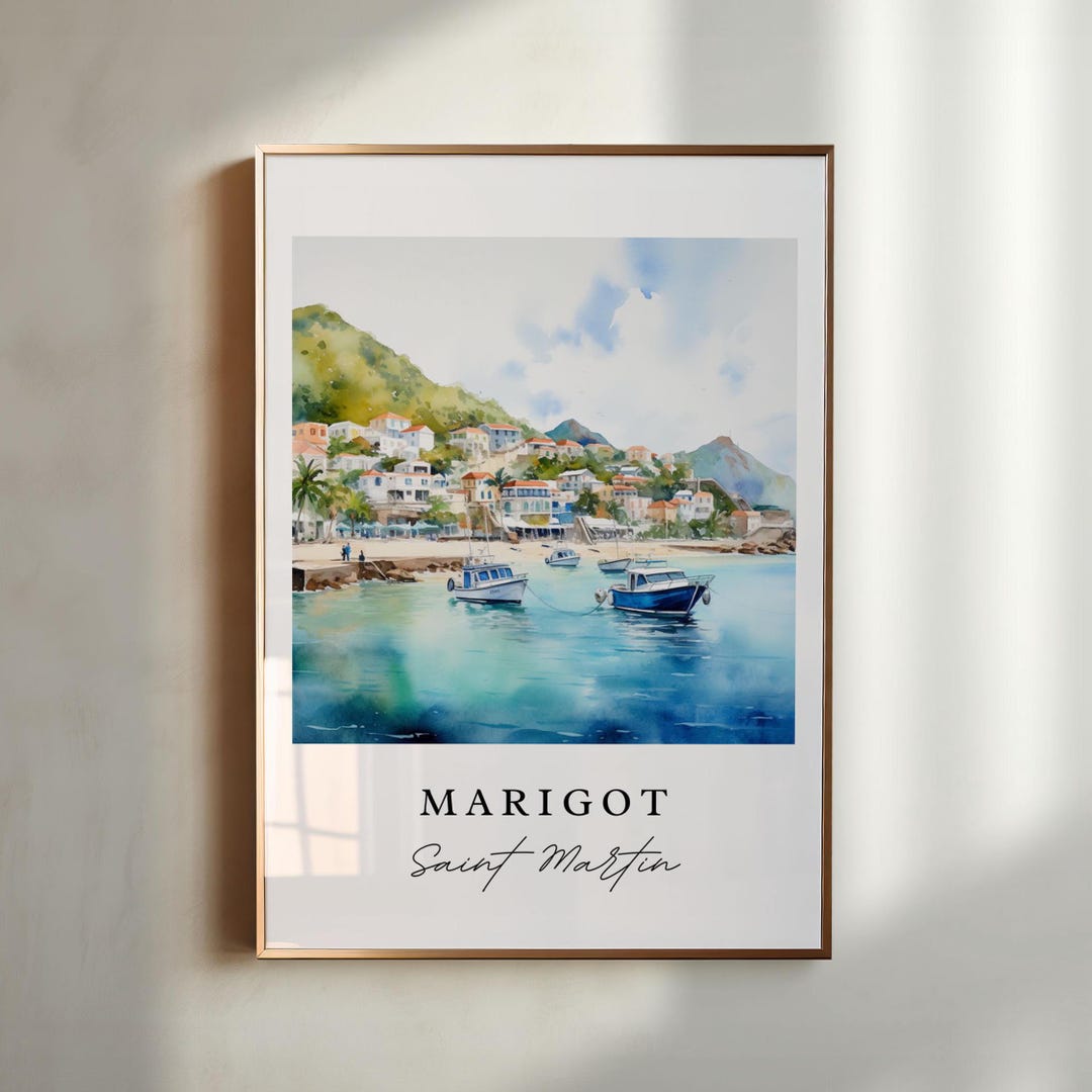 Marigot St Martin Print - Caribbean Watercolor Art, Personalized Gift ...
