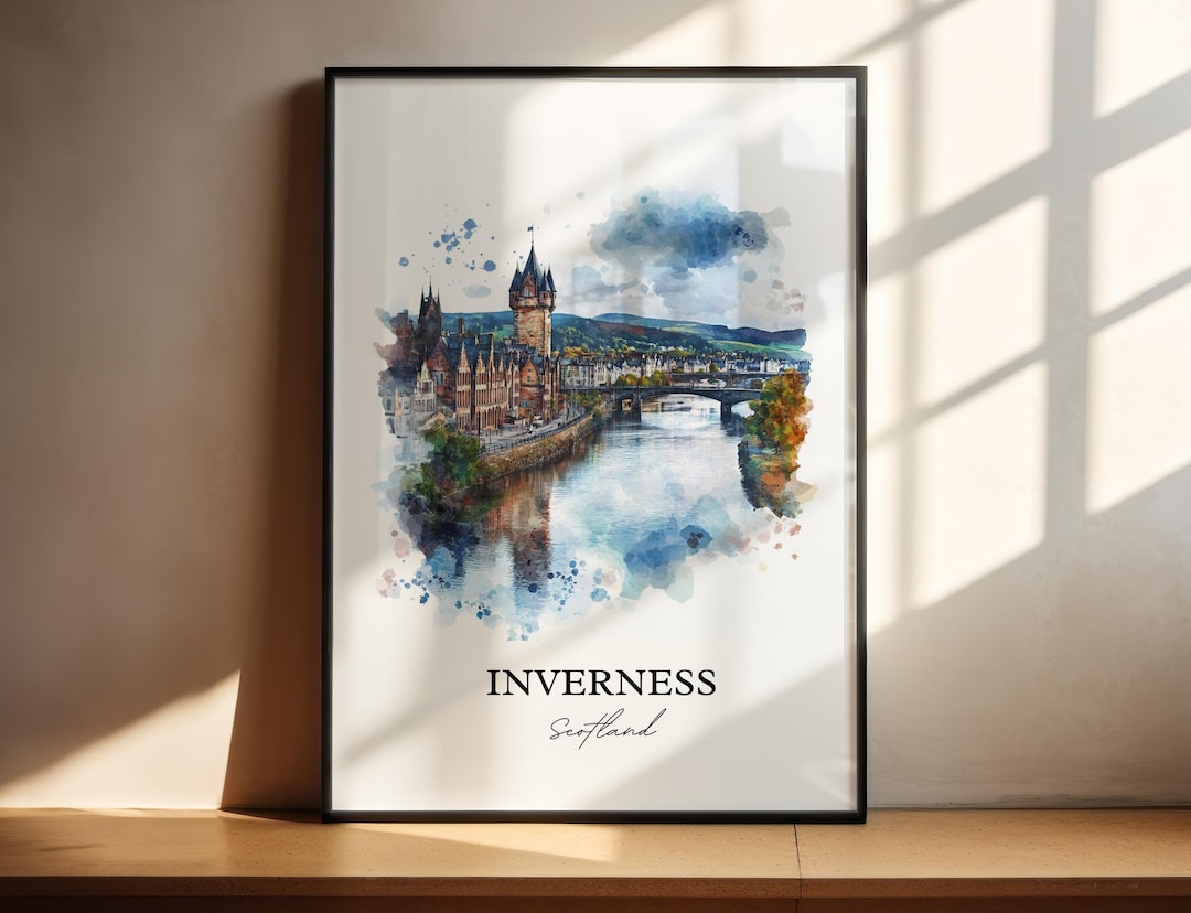 Inverness Wall Art, Scottish Highlands Print, Scotland Watercolor ...